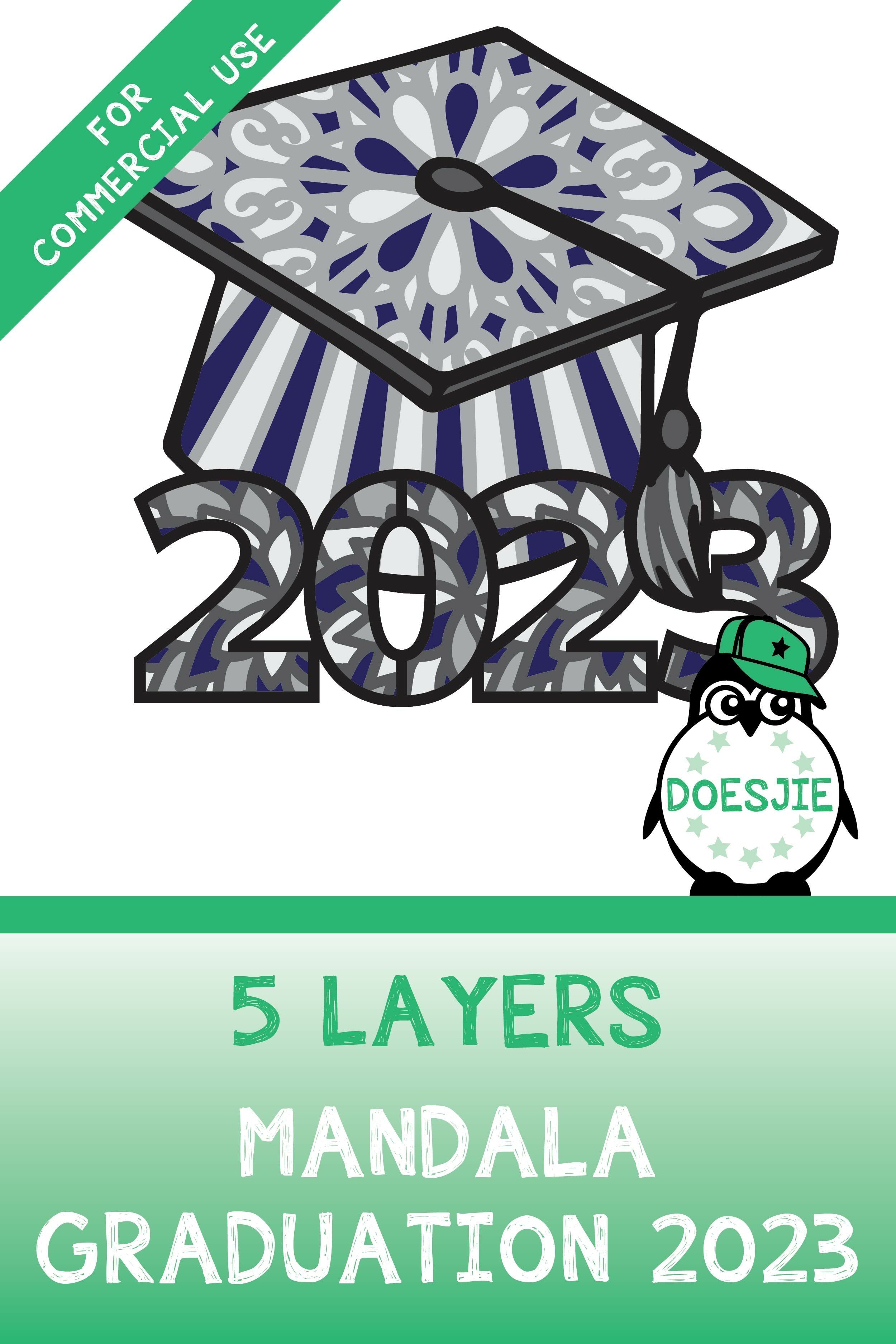 Graduation cap 2023 mandala 3d svg layered Multi layer