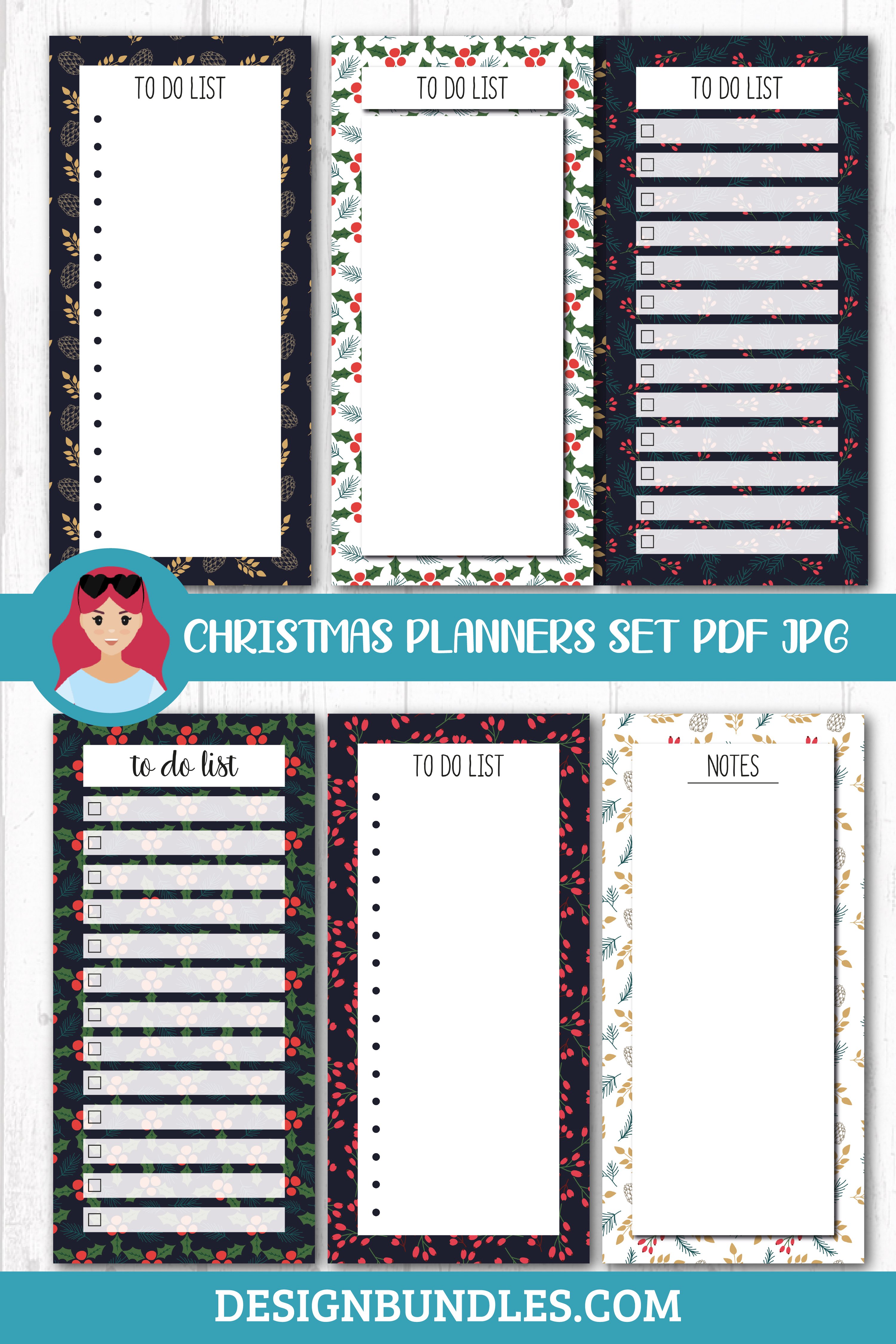 Christmas planners, winter to do list, pages PDF JPG