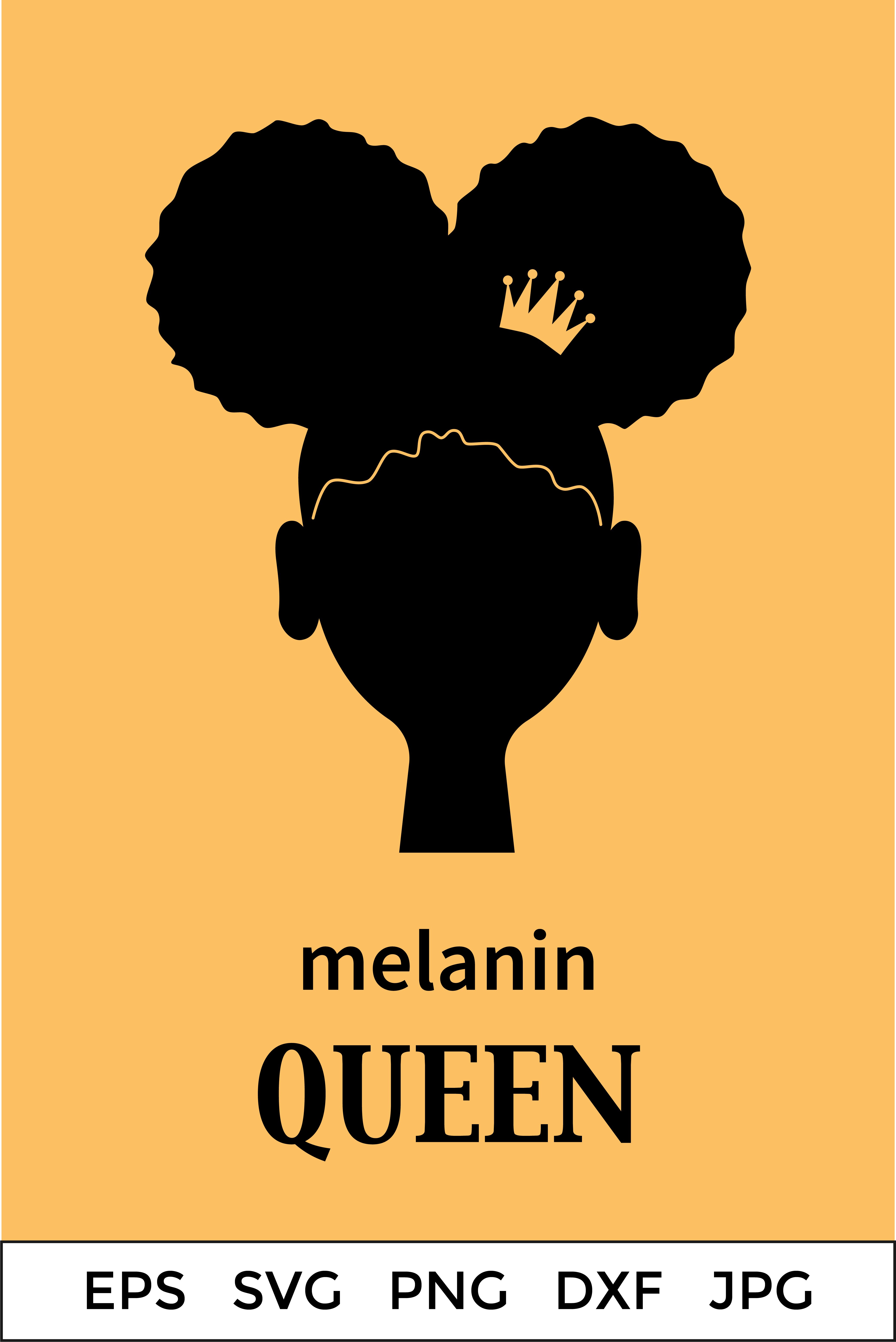 Melanin Queen SVG. Two Puffs Hairstyles. Black Girl SVG