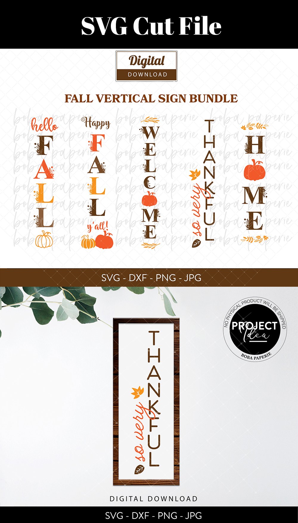 Fall Porch Sign Cut File | Vertical Signs svg
