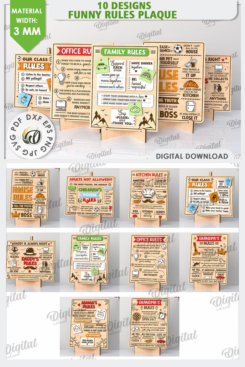 Funny Rules Plaques Laser Cut Bundle. Rules Sign SVG