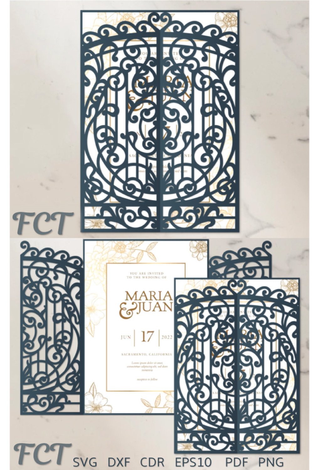 Door Gate card, forged gates Wedding invitation SVG 5x7