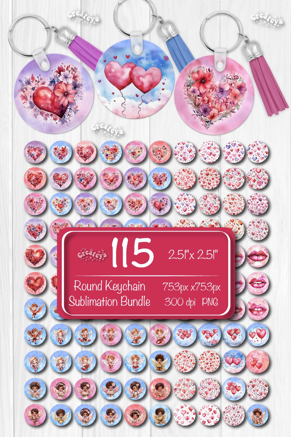 Valentine Keychain Bundle Keychain PNG Sublimation Bundle
