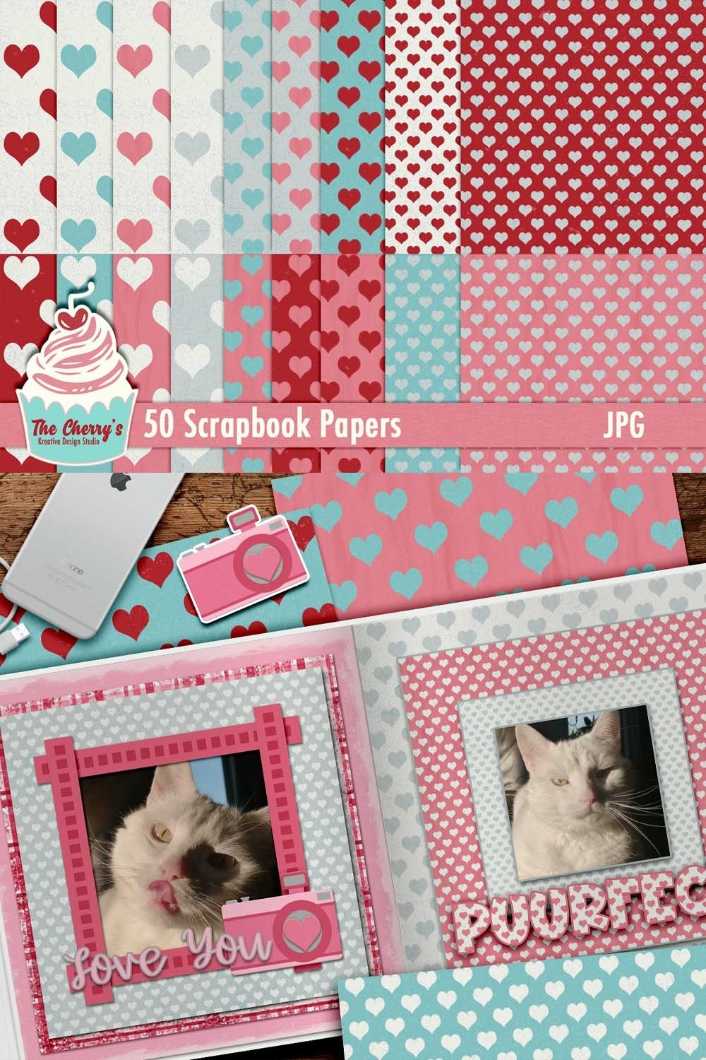 Mega Bundle of 50 Valentine's Day Heart Papers