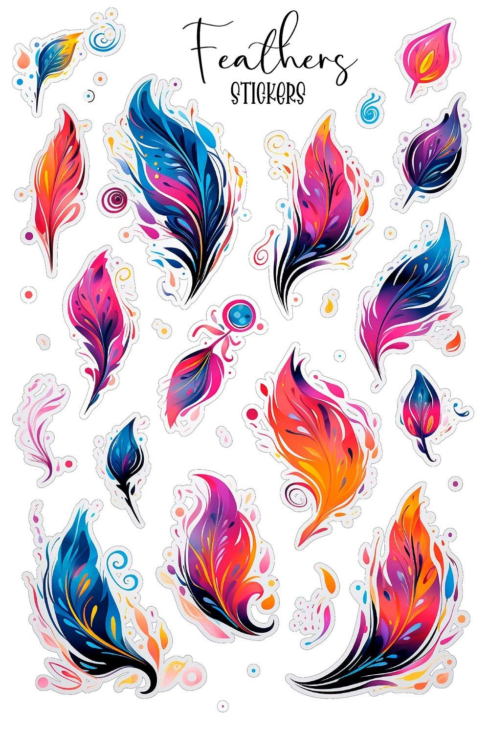 Feathers stickers/Png/Jpeg Cricut/Silhouette files