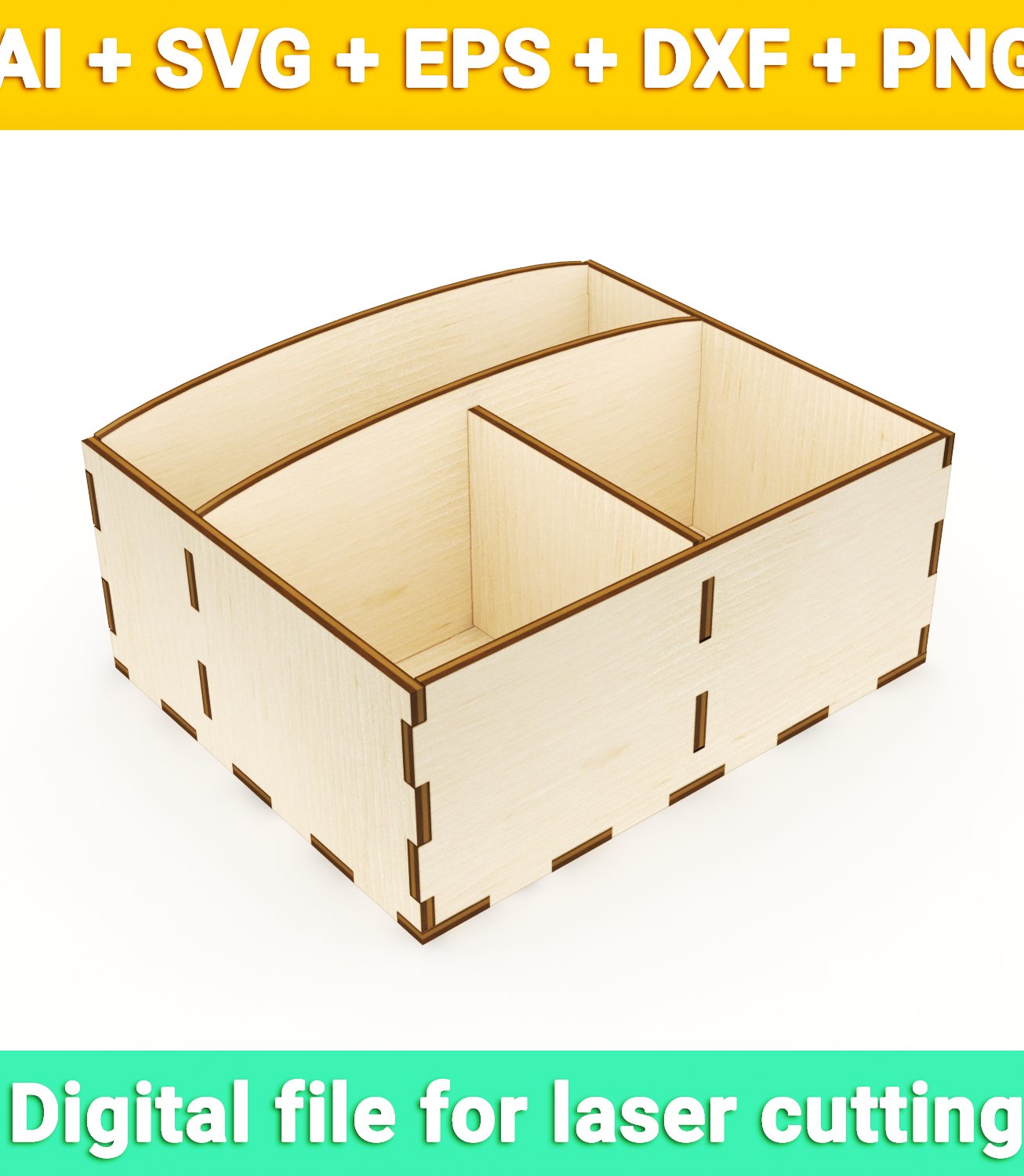 Simple three-section box vector for CNC svg vector file