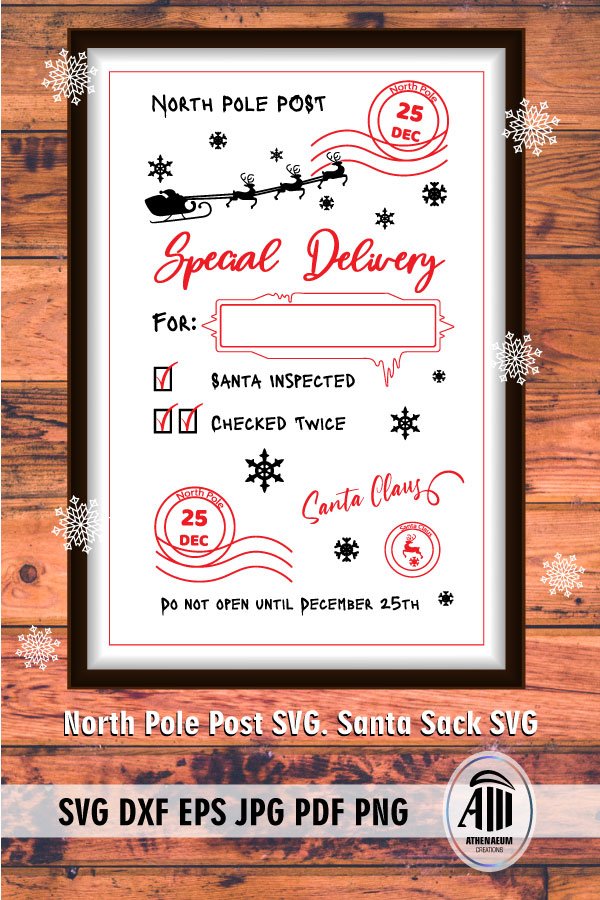 Santa Sack SVG|Christmas stamps SVG|North Pole Post SVG