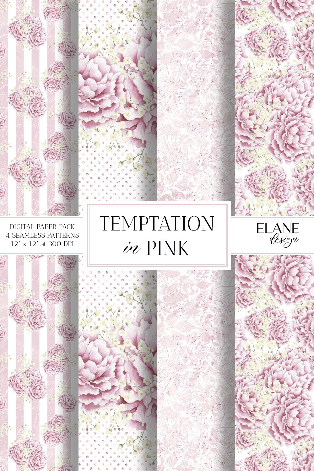 Blush Peony Floral Digital Paper, Elegant Wedding (5219824)