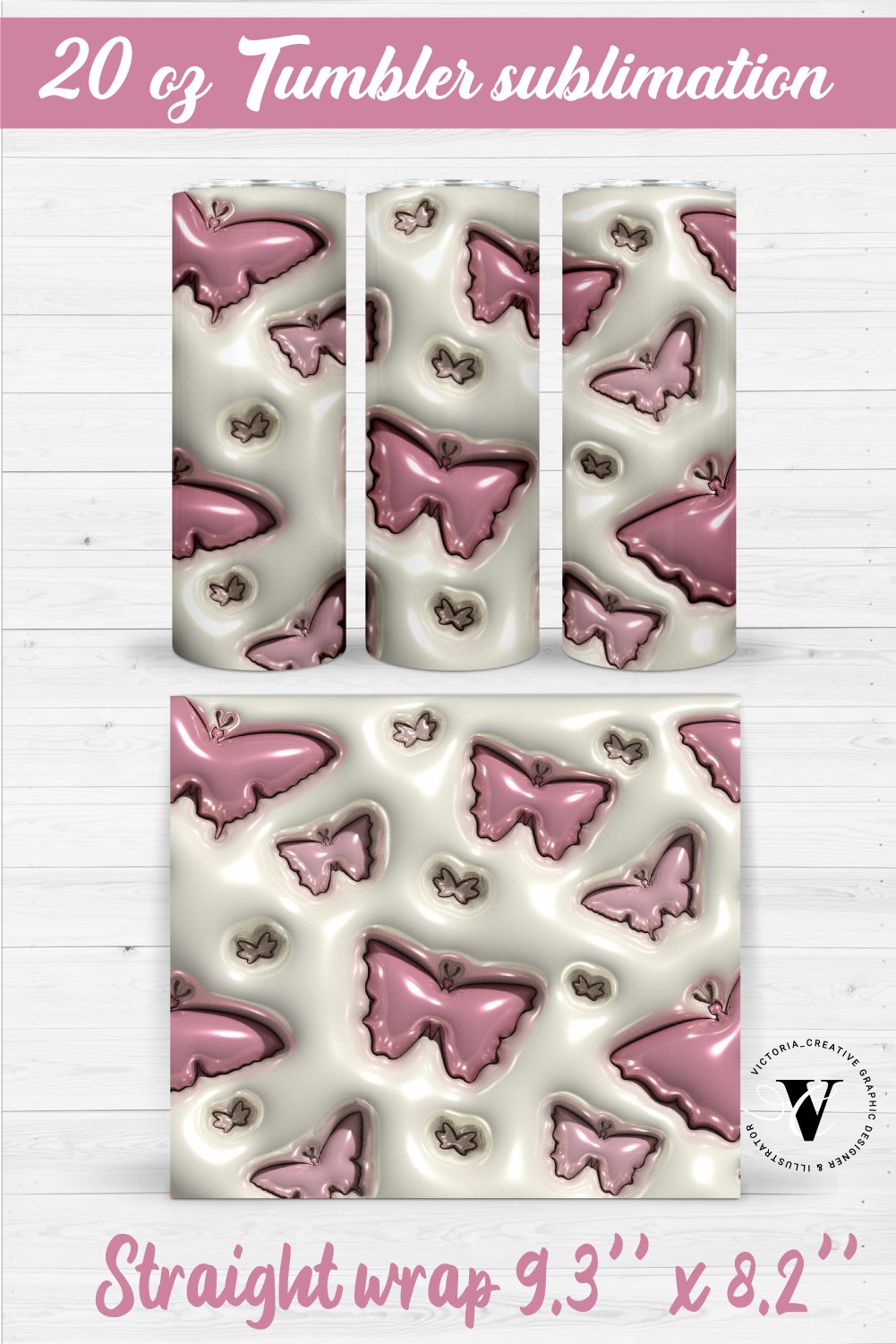 3D Puff Butterfly | 3D Tumbler wrap