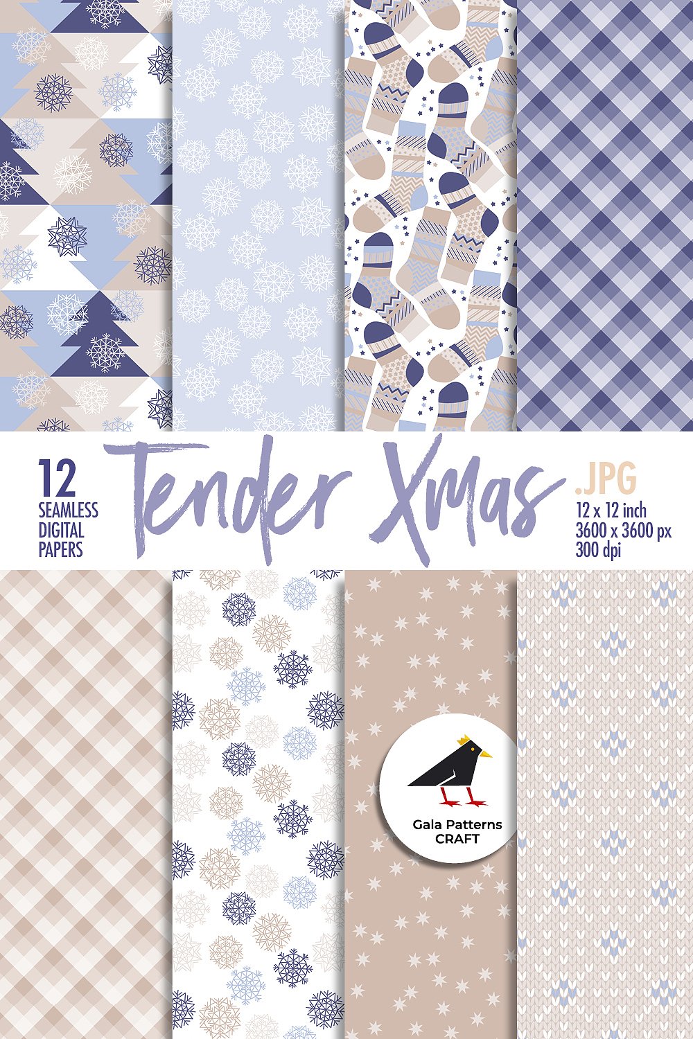 Winter Digital Paper Seamless Pattern | Christmas Paper JPG