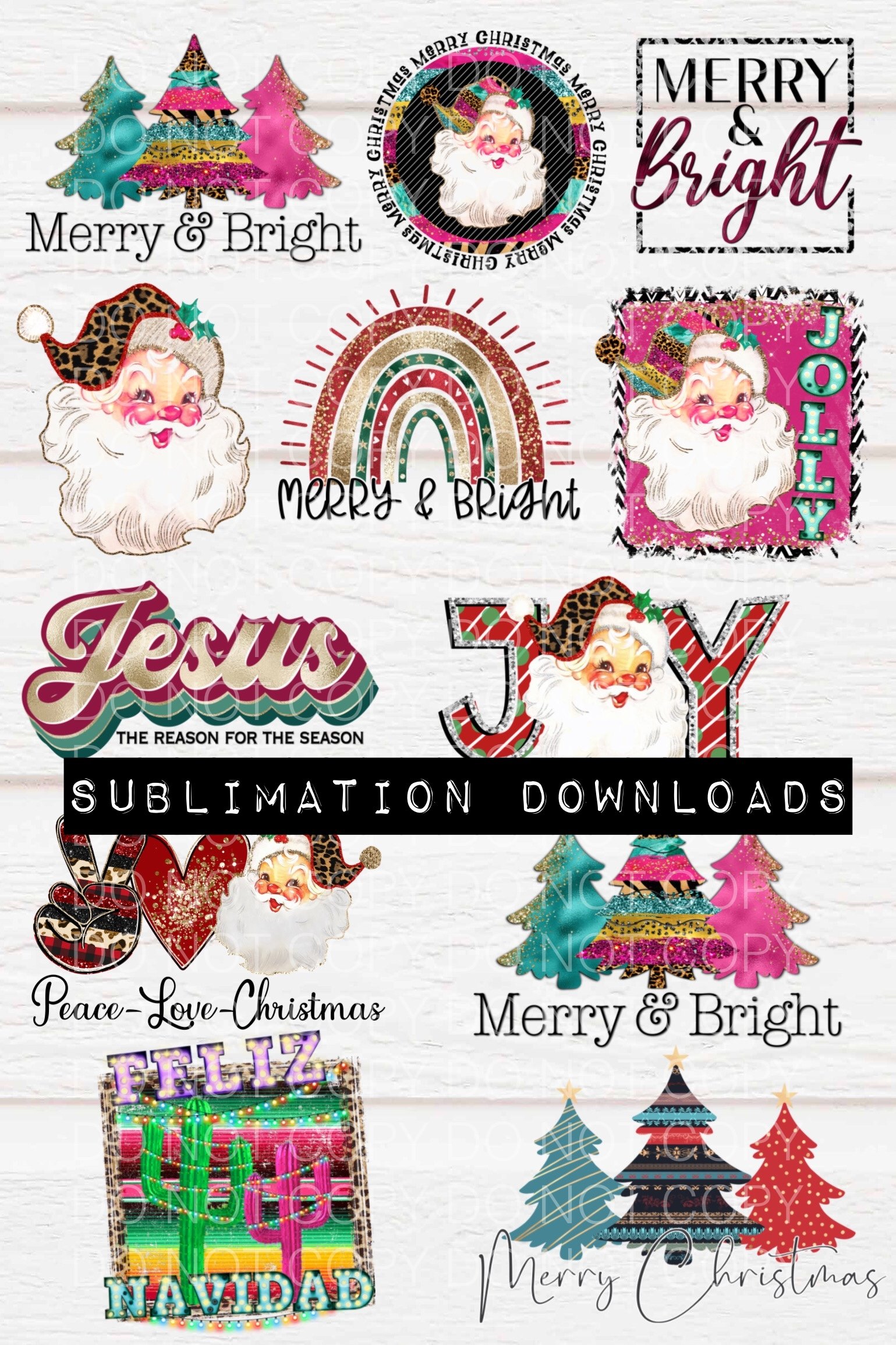 Christmas Sublimation designs for tshirts bundle-PNG