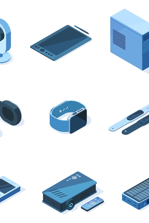 Isometric wireless 3d technology electronic gadgets equipmen