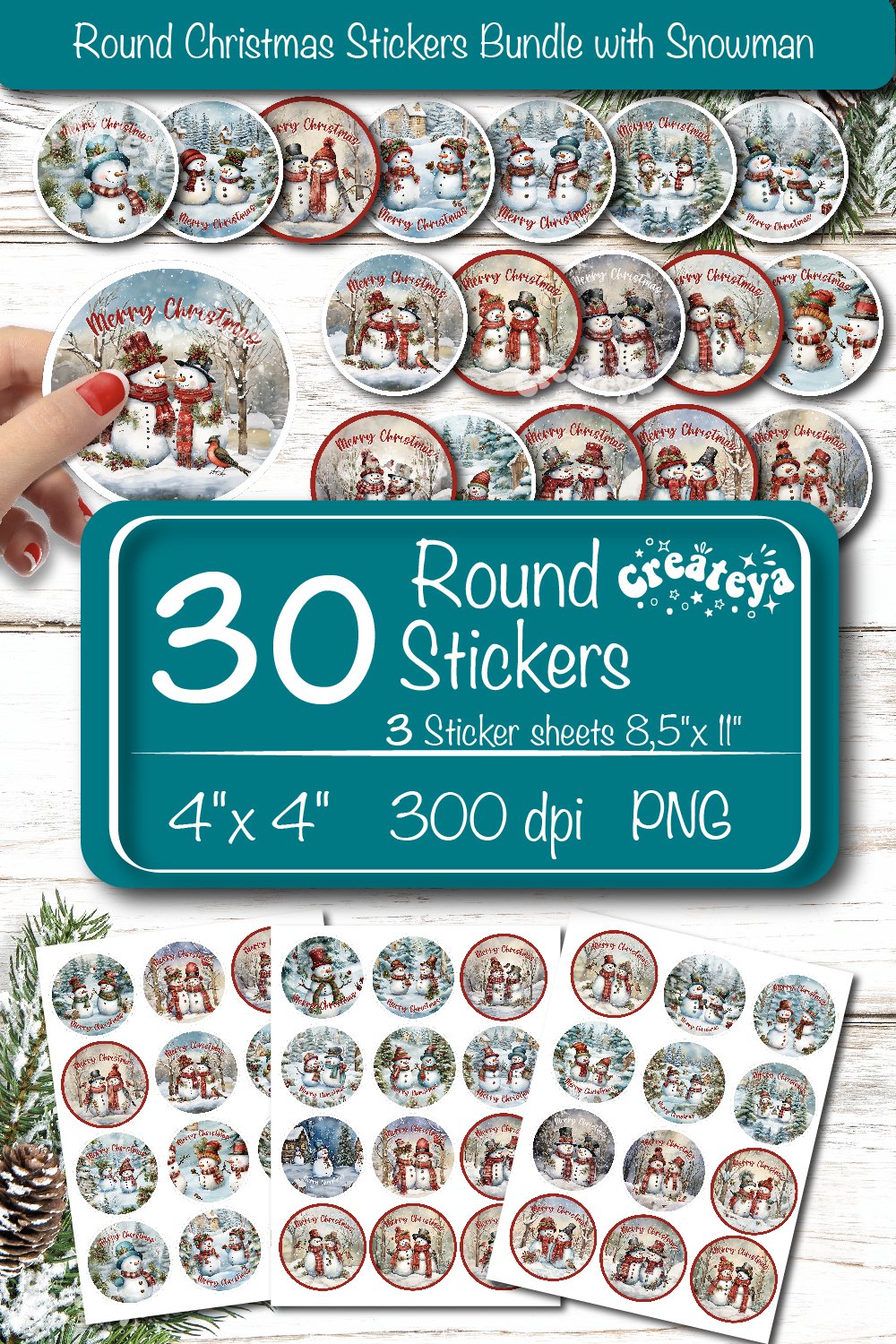 Christmas Stickers Bundle Sticker sheet Round stickers