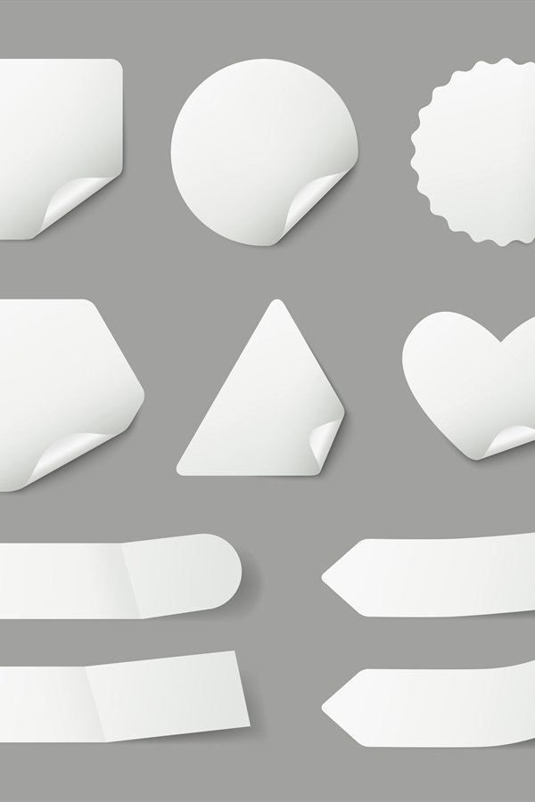 Stickers. Paper blank labels with realistic shadows and curl