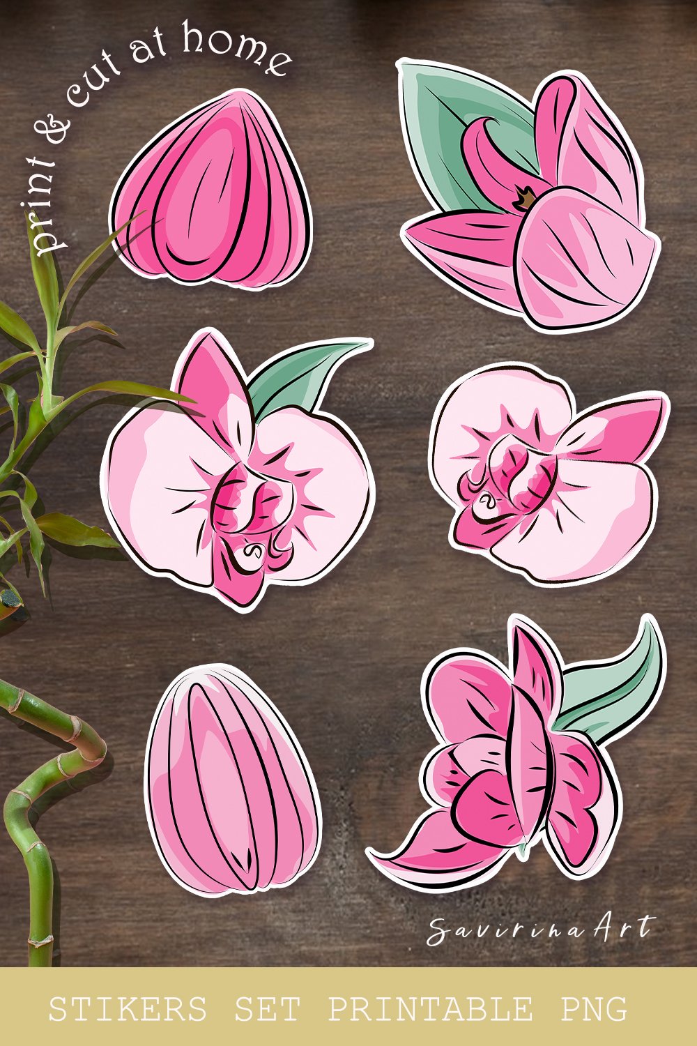Stickers set Printable. Sticker PNG Asia flowers (2846999)