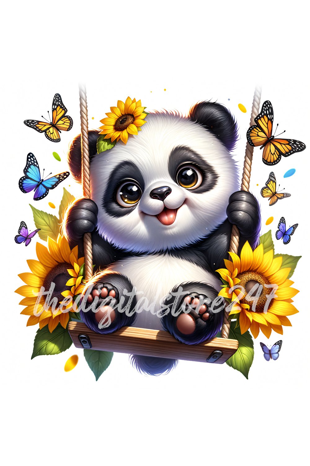 Cute Panda with Sunflowers JPG File (3551328)