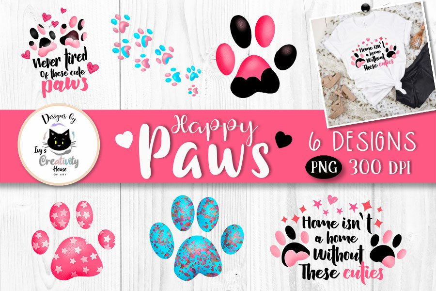 Cat and Dog Paw Print PNG Designs