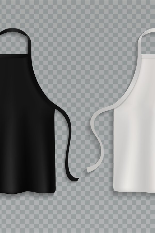 Chef apron. Black white culinary cloth aprons chef uniform k