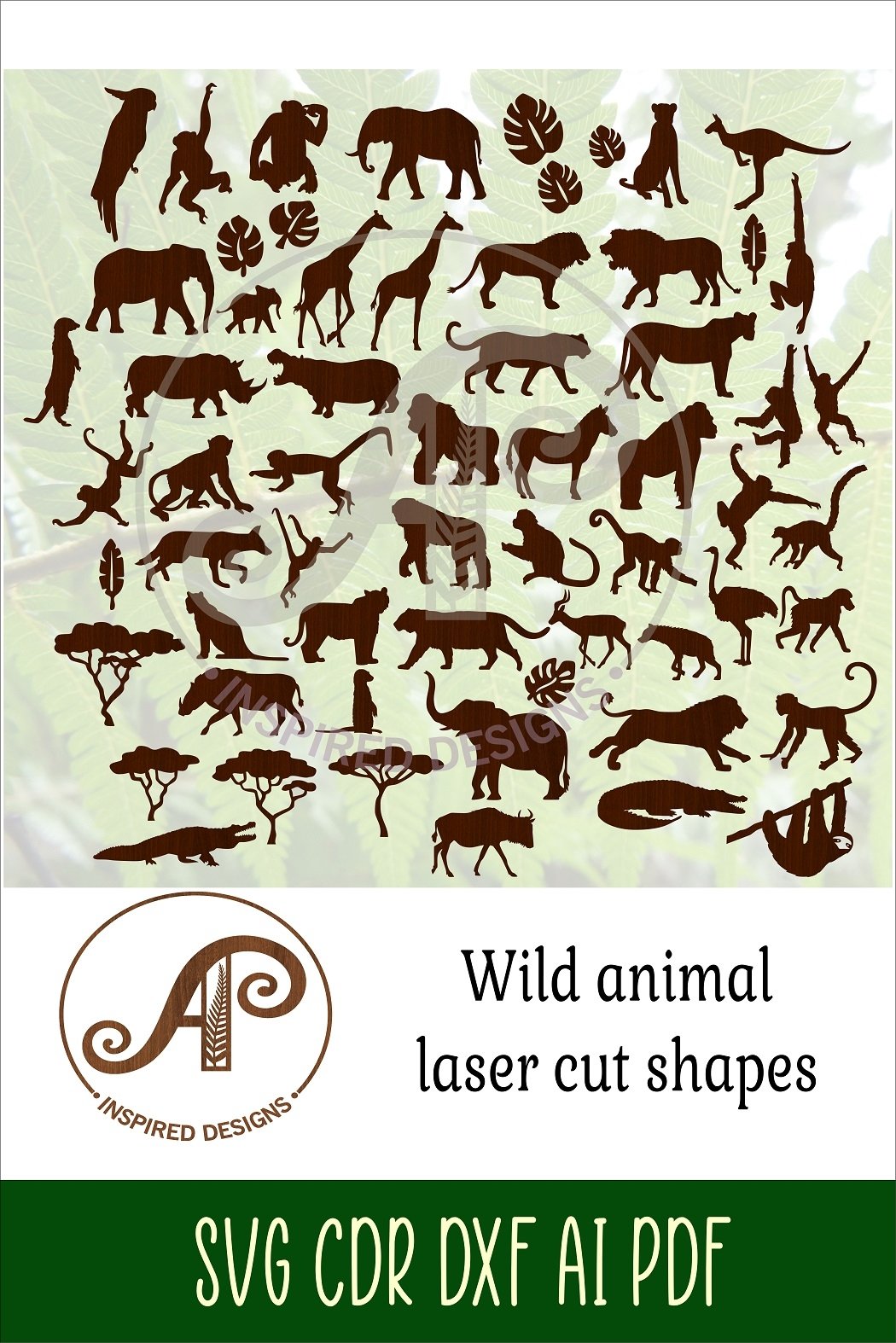 54 Wild animal cut out designs, laser cut file, shapes. SVG