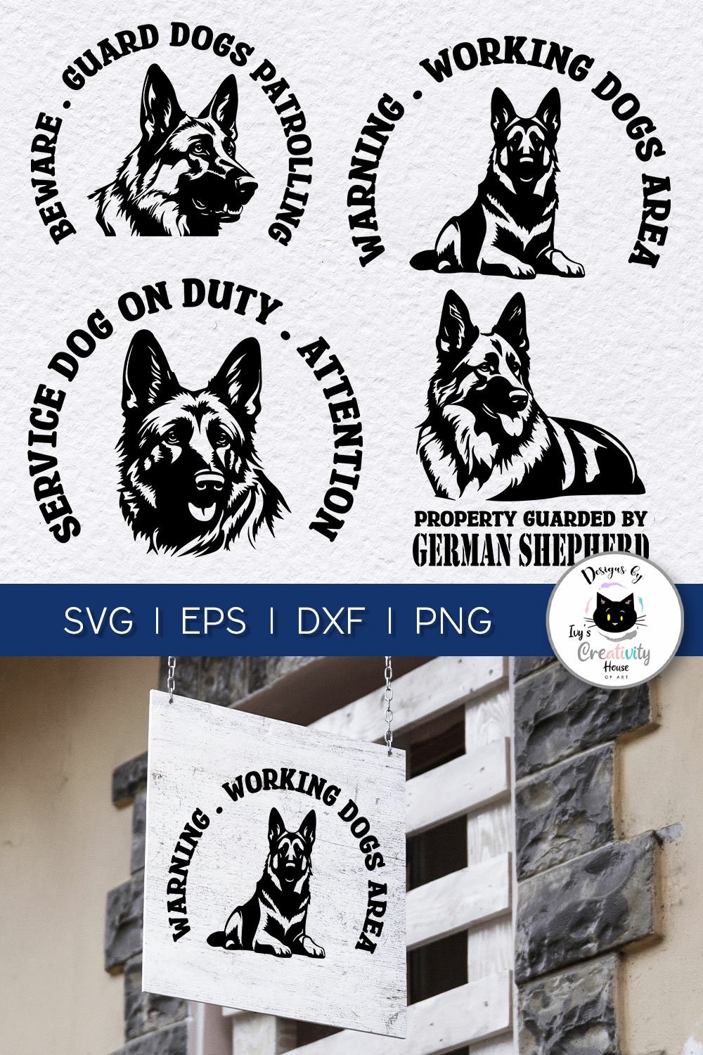 Service Dog SVG Files | German Shepherd Dog Silhouette SVG