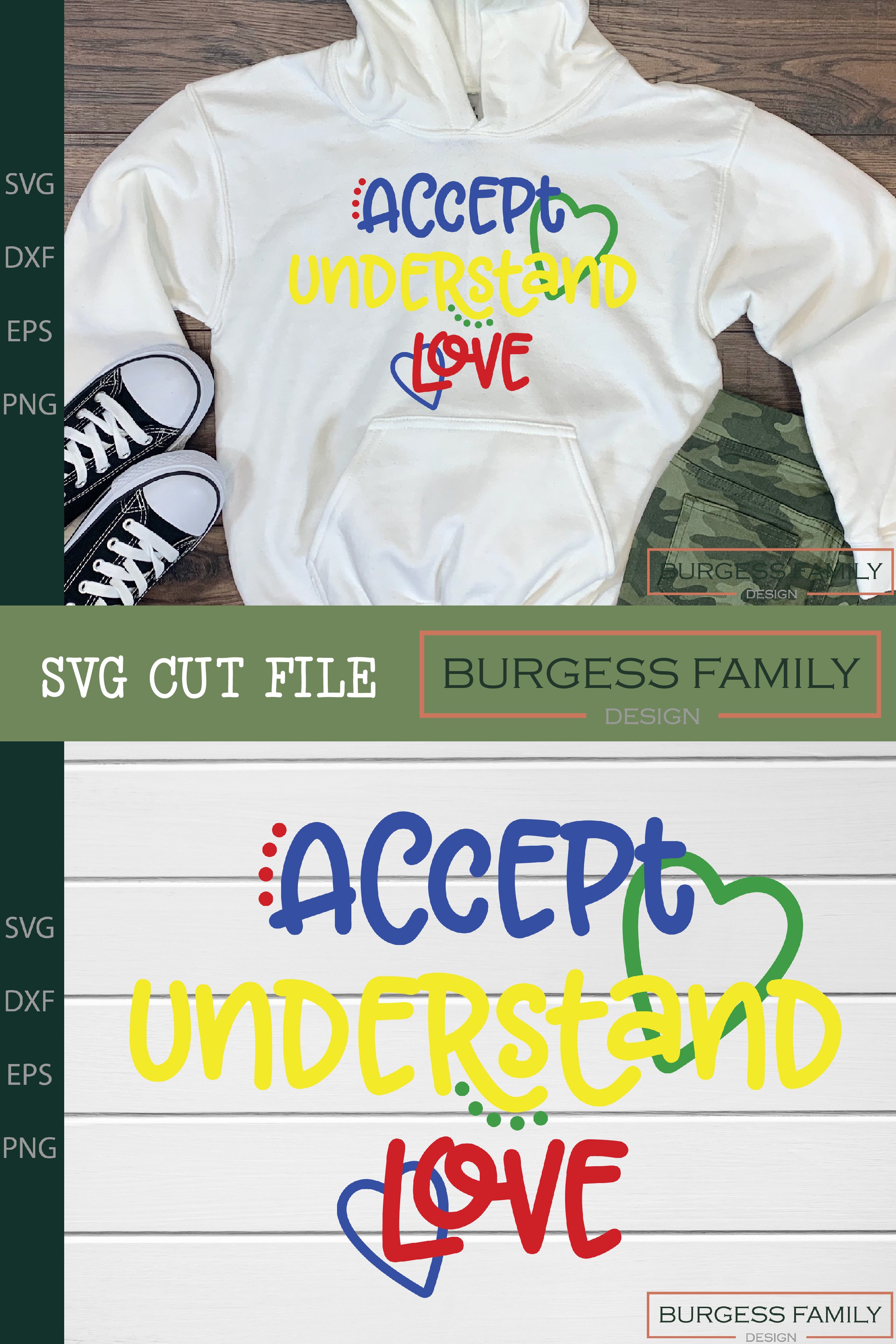 Accept, understand, love Autism awareness | Cut file