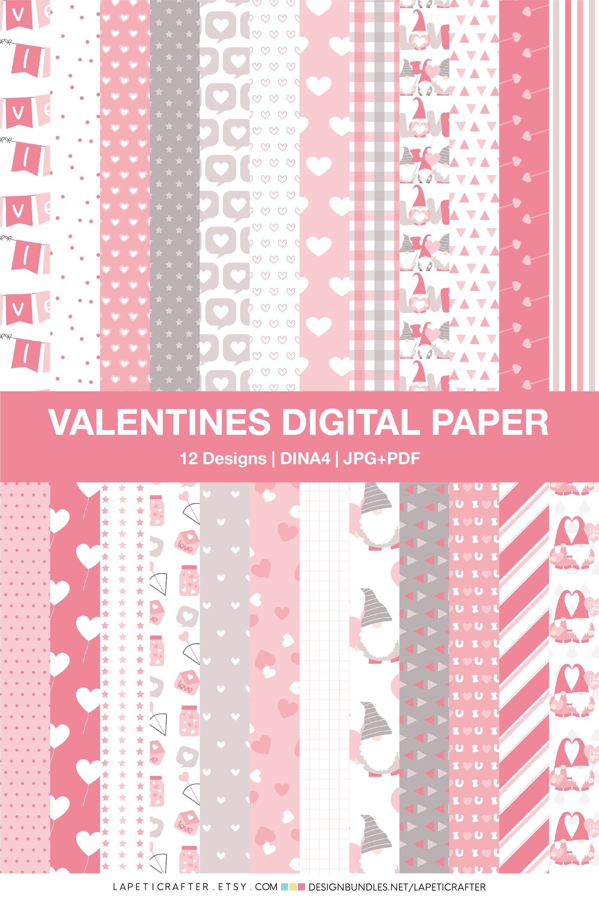 Valentine's Day Digital Backgrounds for Scrapbooking