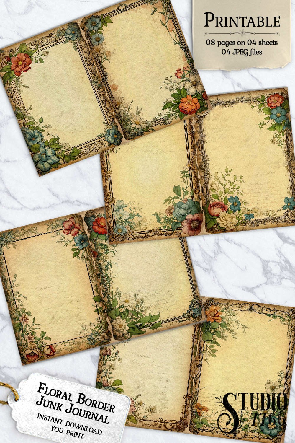 Floral Border Junk Journal Pages (3794695)