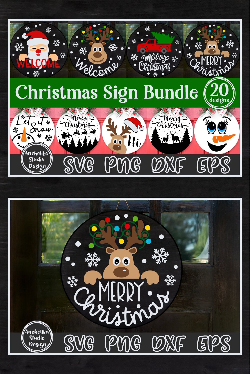 20 Christmas Signs Bundle | Christmas Round Sign SVG Bundle