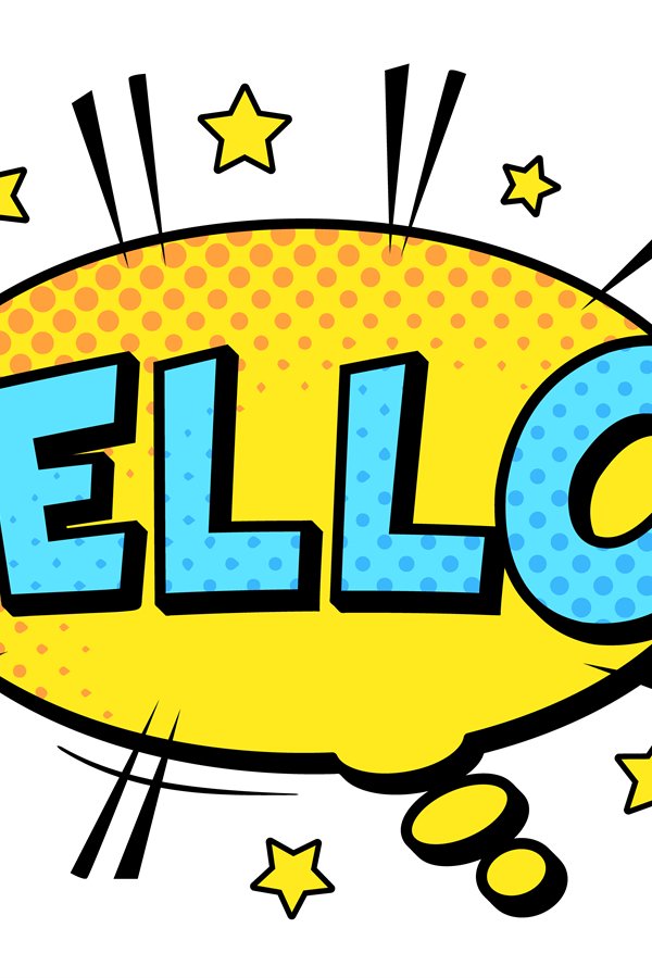 Hello phrase in cartoon style pop art