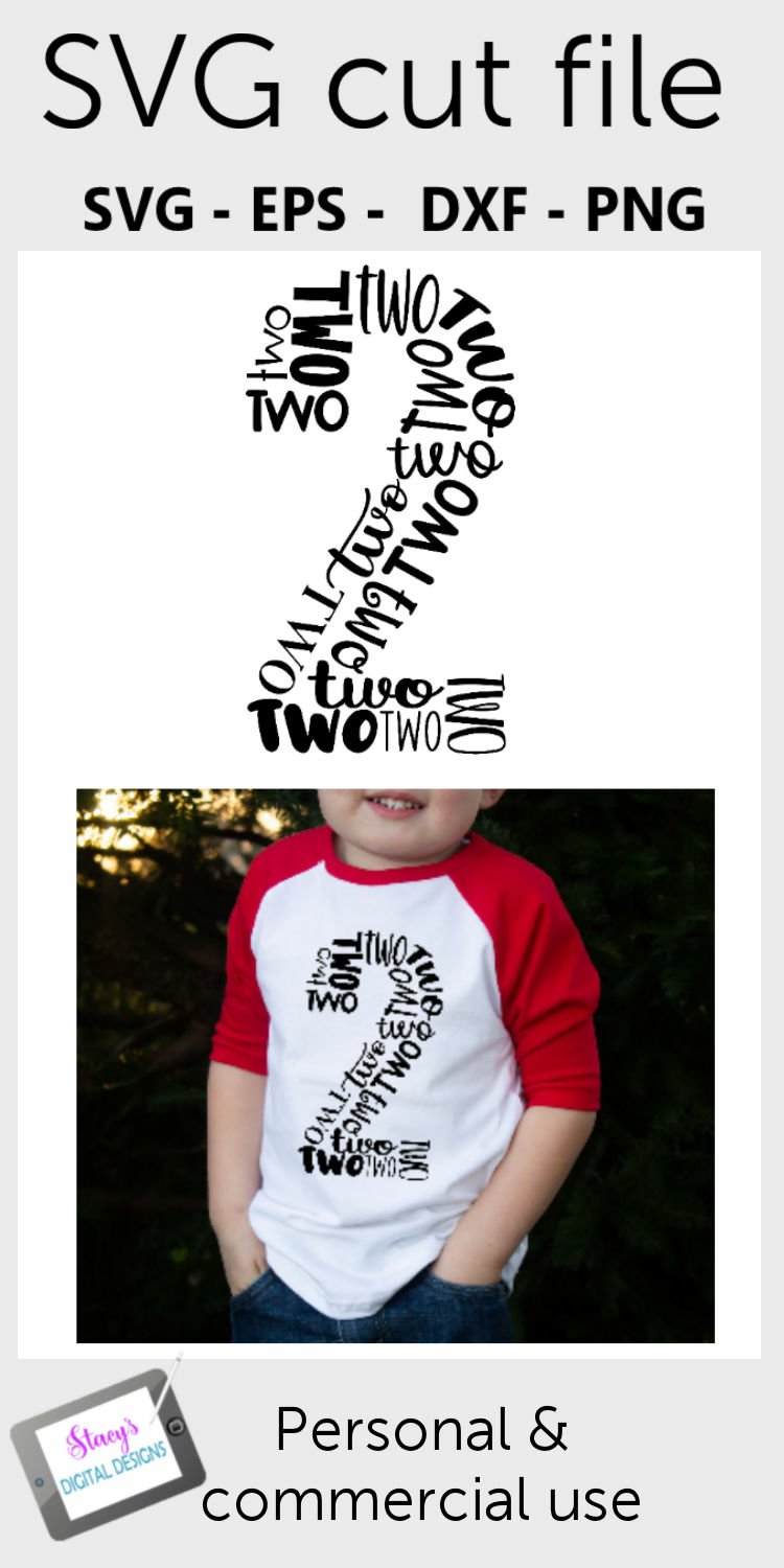 Number Two Word Art - 2 - Second Birthday SVG