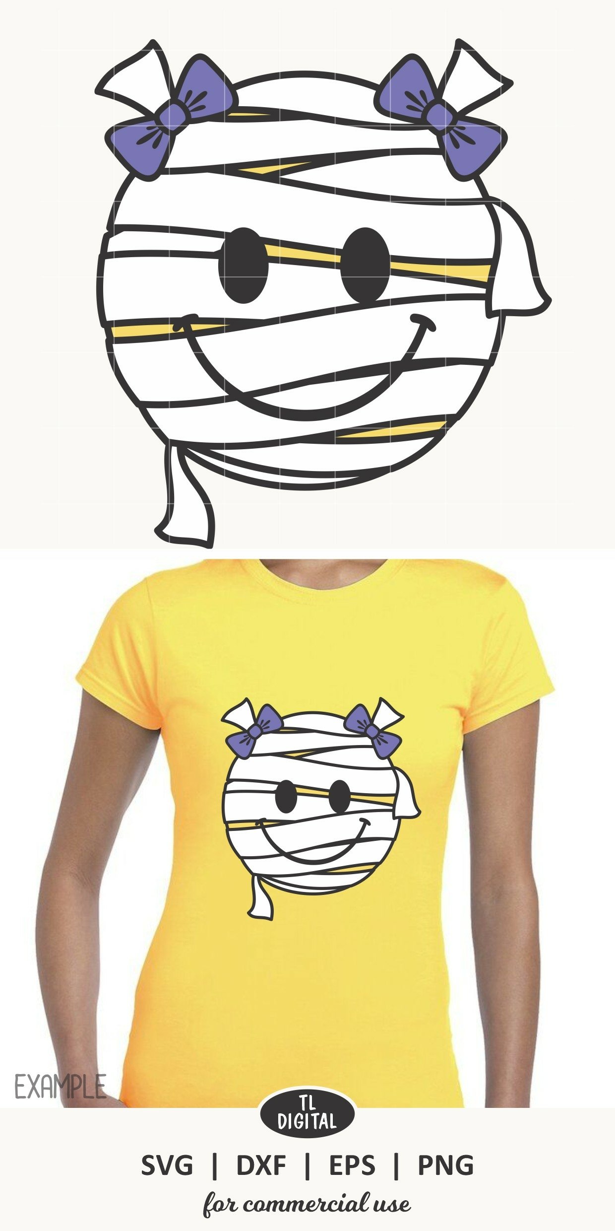 Girl Mummy Smiley Face - Halloween Emoji Design
