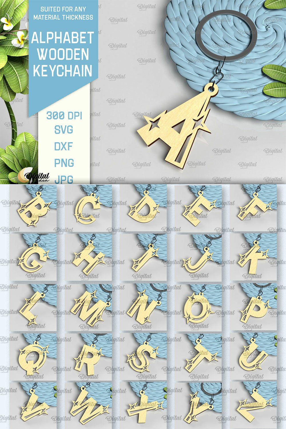 Laser Cut Alphabet A-Z Letters Keychain SVG Bundle
