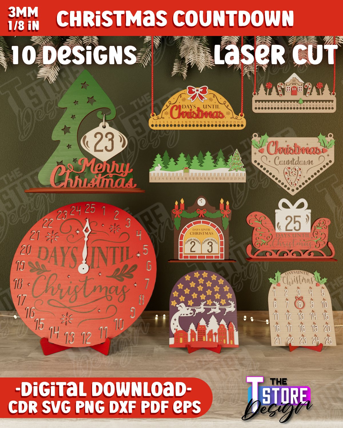 Christmas Countdown Laser Cut Bundle | Days Until Christmas