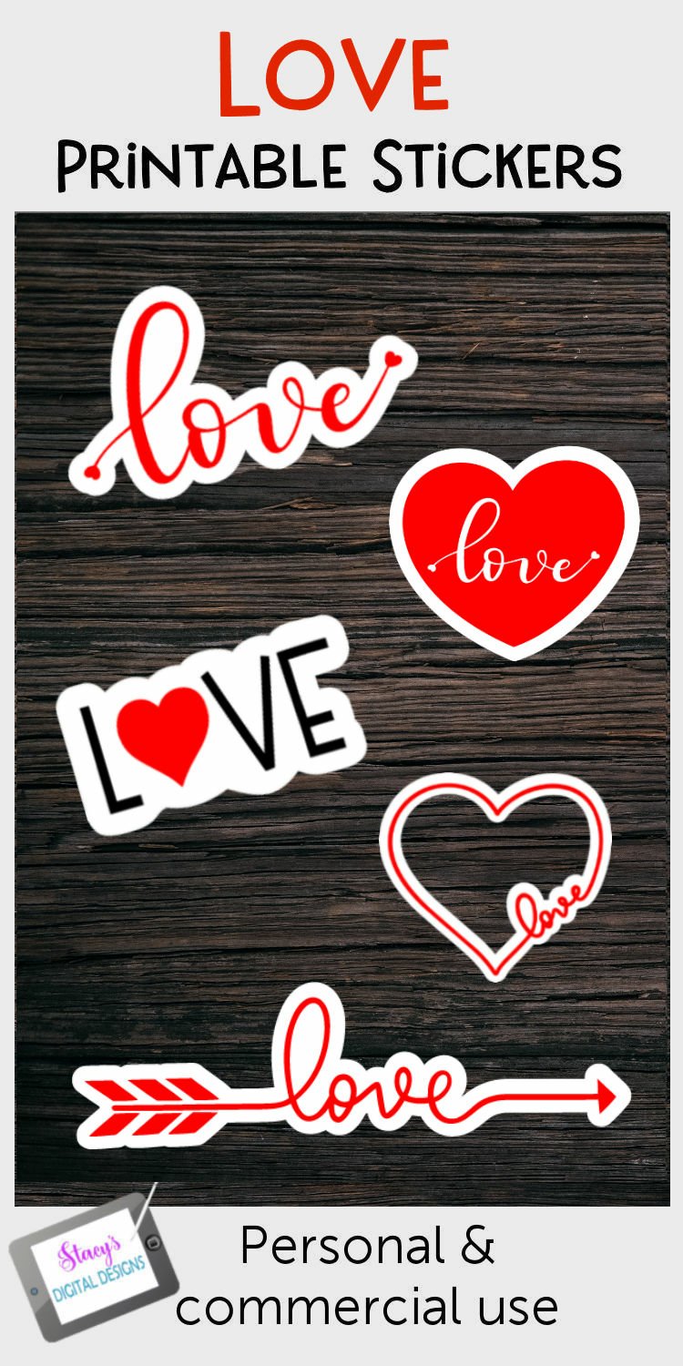 Printable Love Stickers | 5 Valentine Stickers
