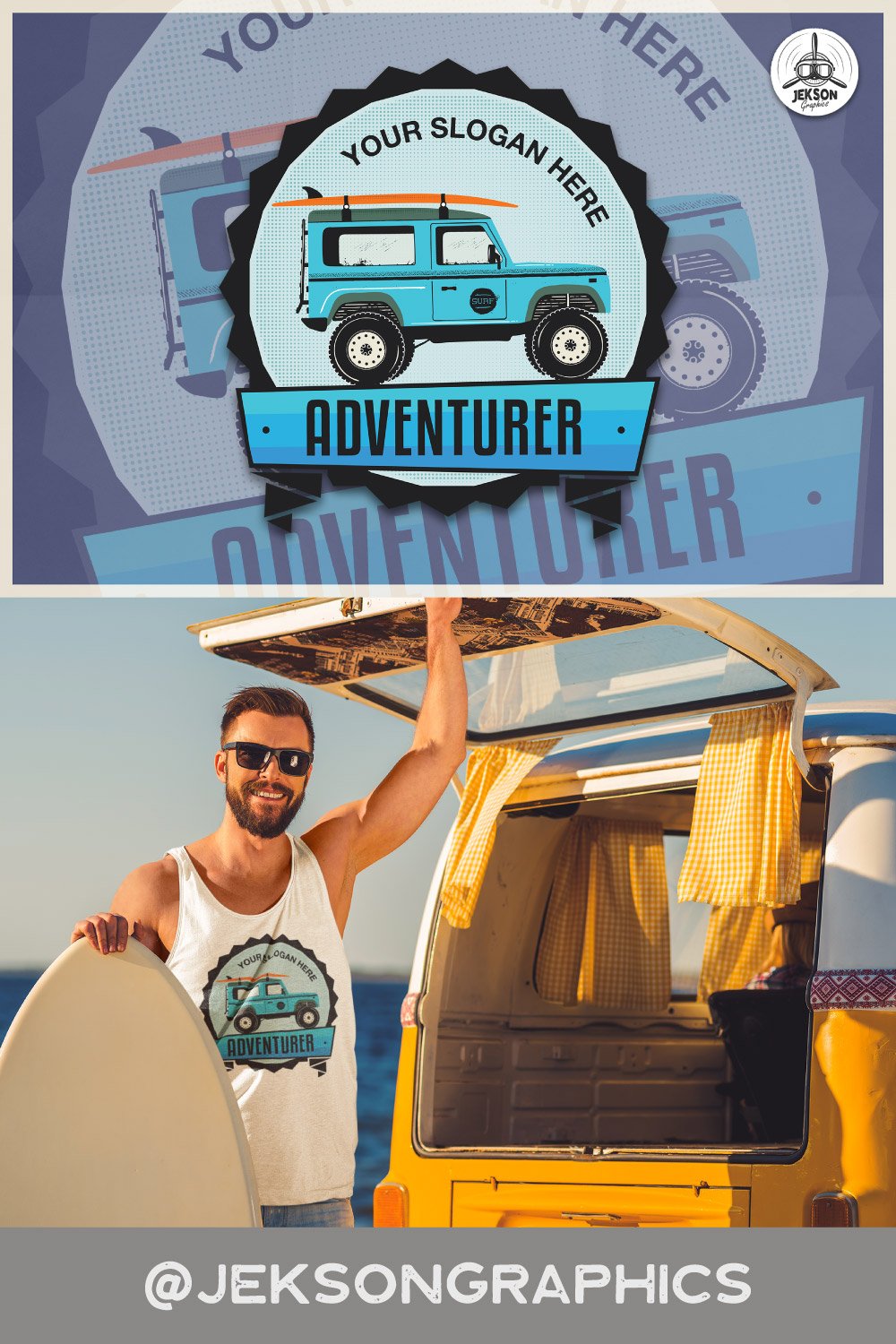 Summer Sublimation Design | Surfing Car Editable Logo