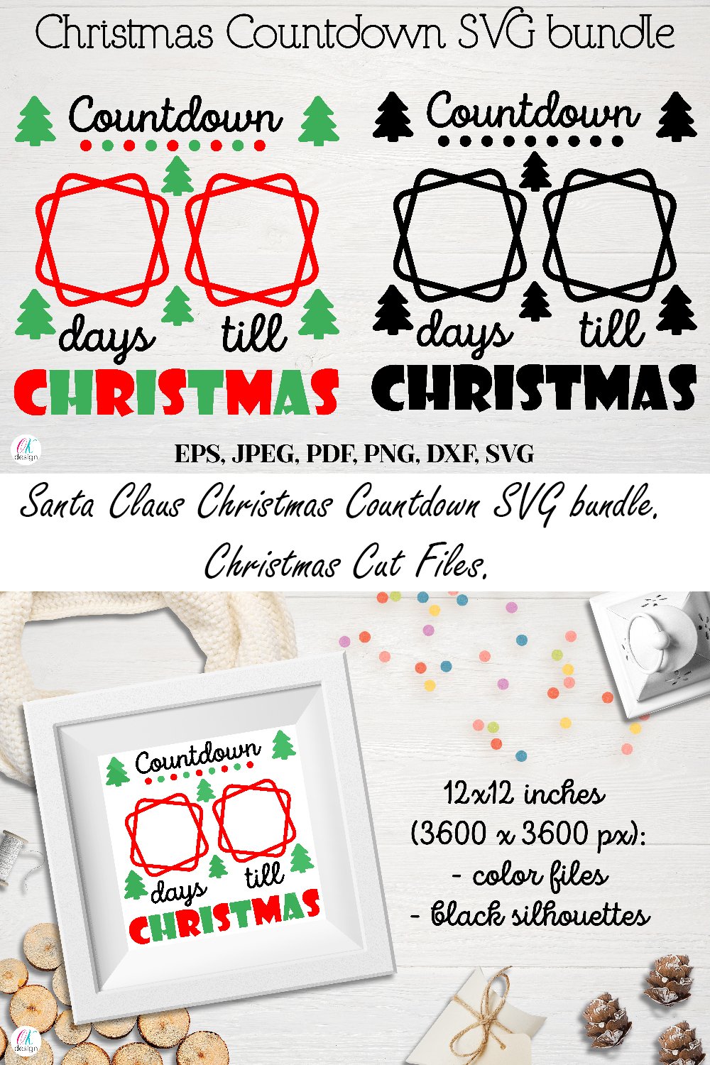 Santa Claus Christmas Countdown SVG bundle.