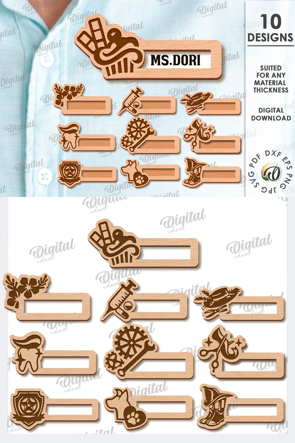 Badges with name window Bundle Laser cut. Name Tags SVG