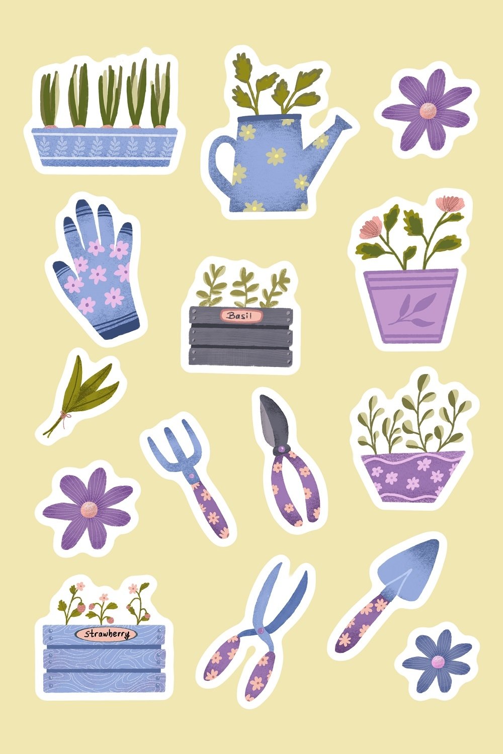 Summer gardening sticker pack