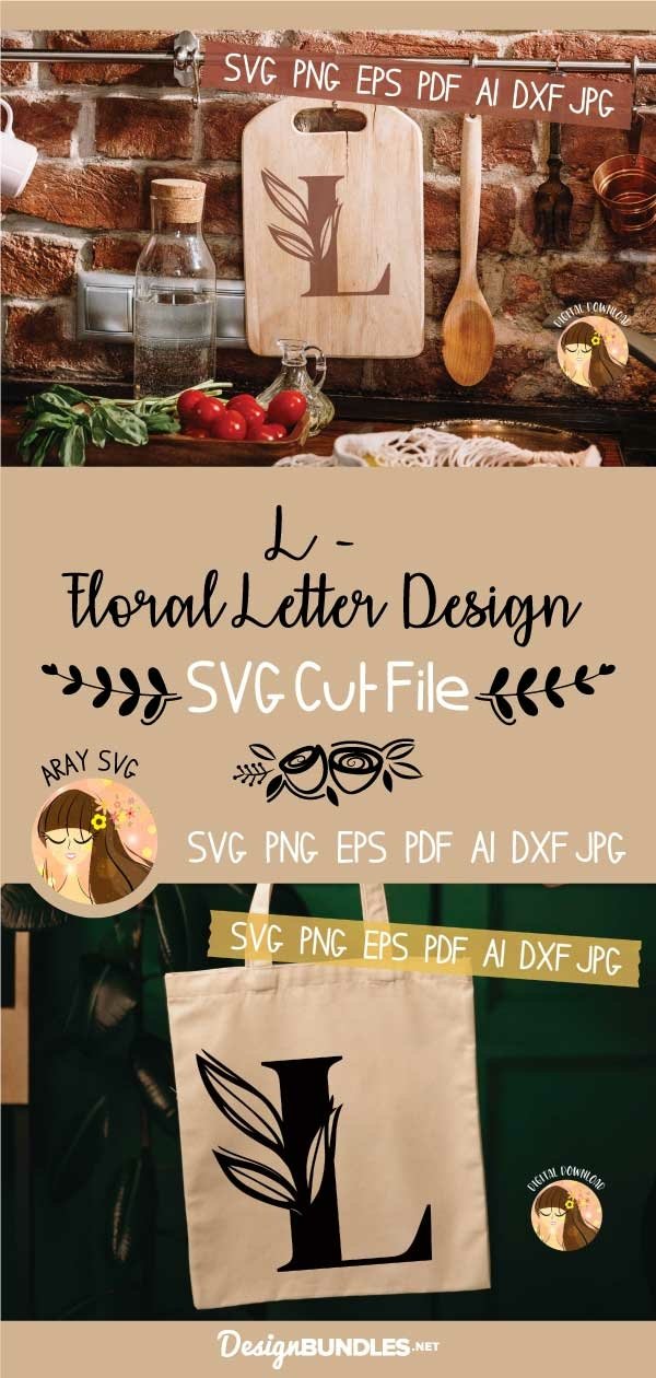 L - Floral Letter Design Svg Eps Pdf Jpg Png Cut Files