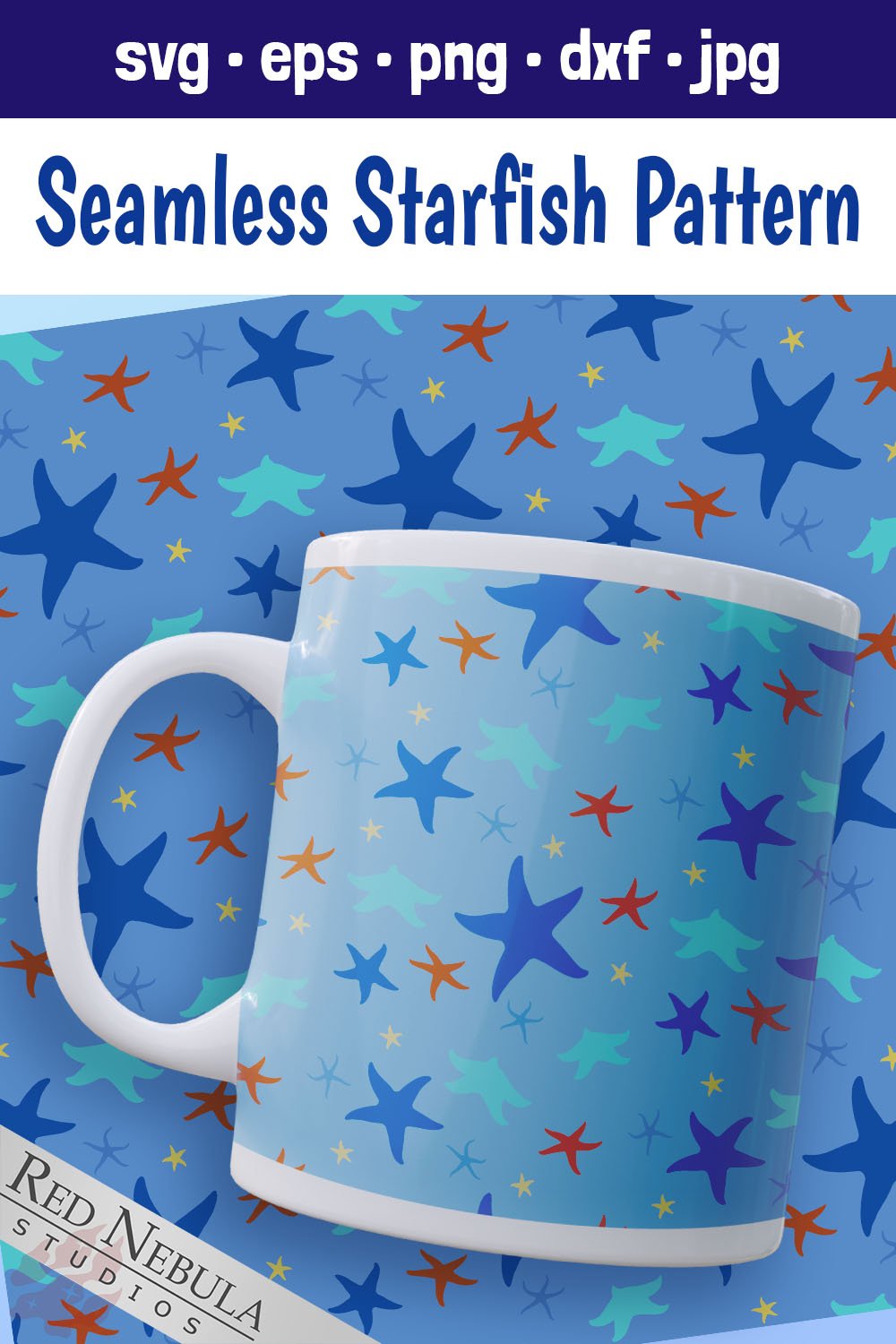 Starfish Seamless Pattern | Blue Ocean Digital Paper