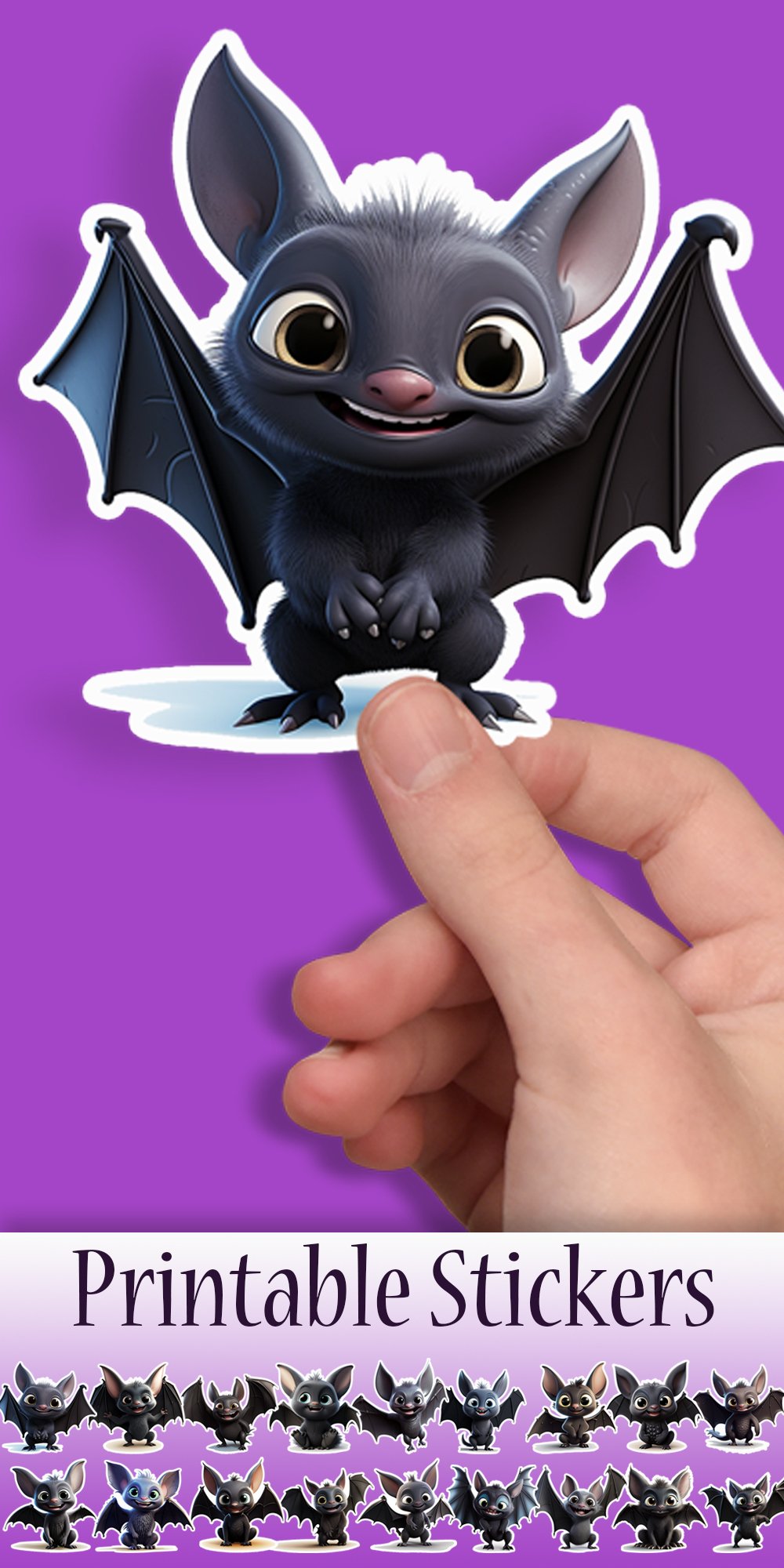 20 Fun Stickers for Halloween - Featuring Cute Bats