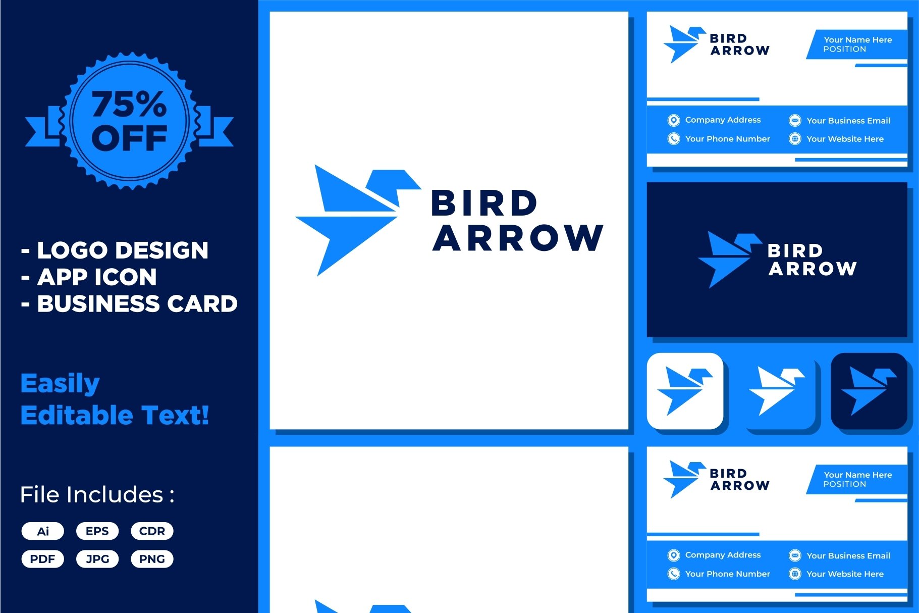 Bird Arrow Fly Success Modern Logo