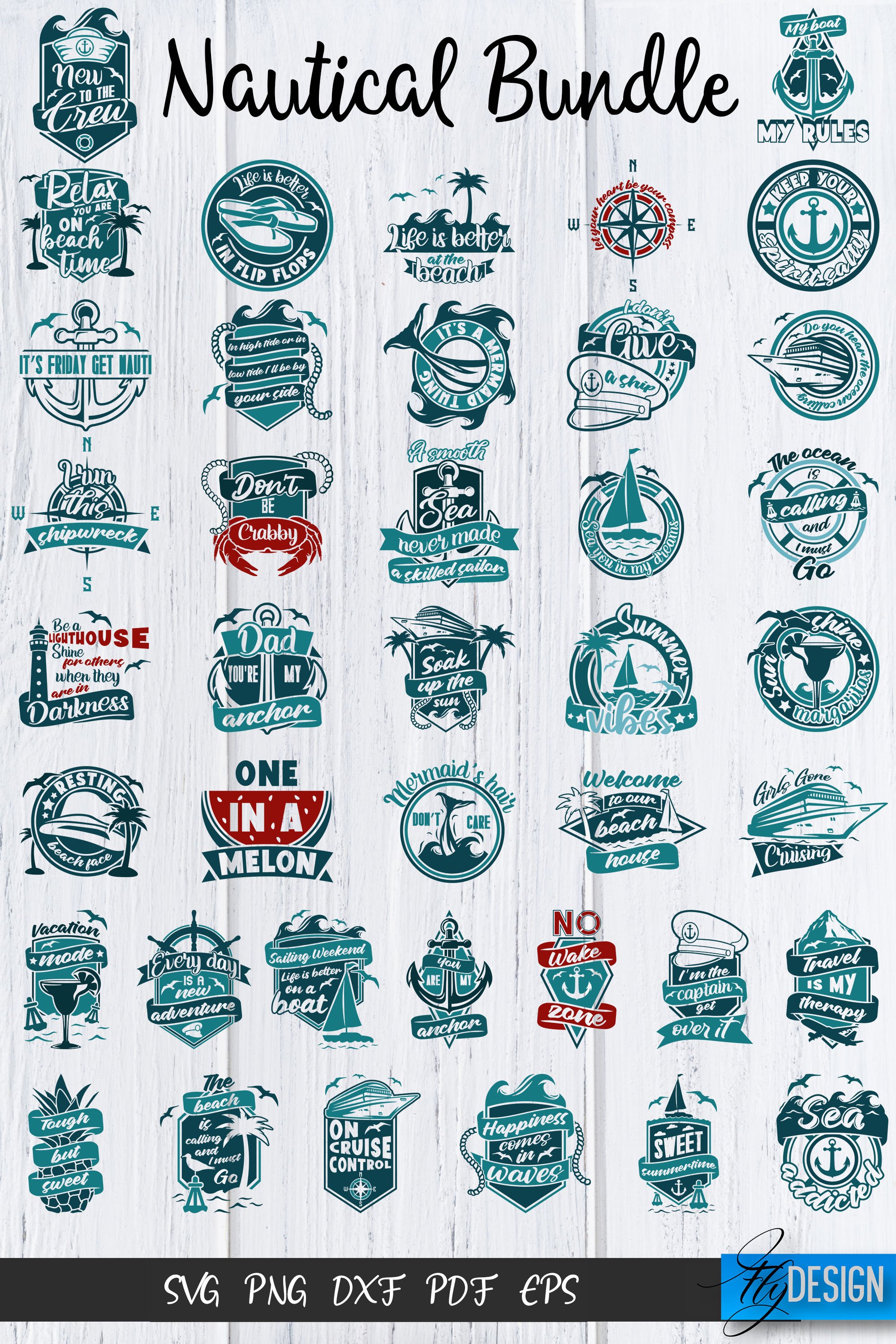 Nautical SVG Bundle | Summer Quotes SVG | Anchor (1799639)