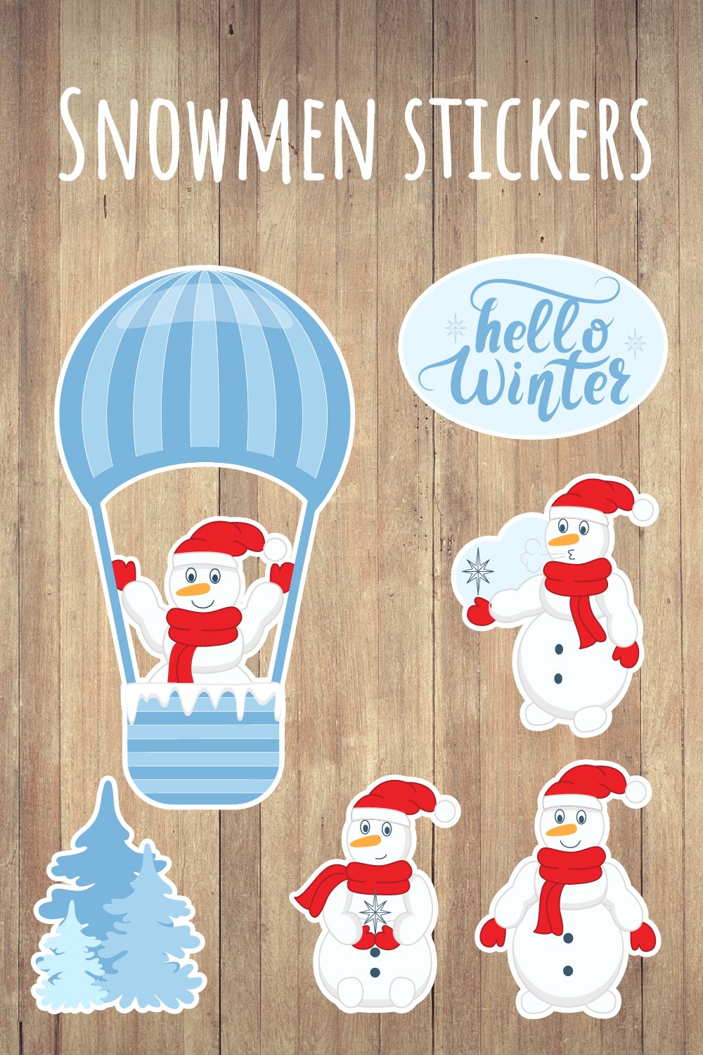 Snowmen winter sticker pack SVG/PNG