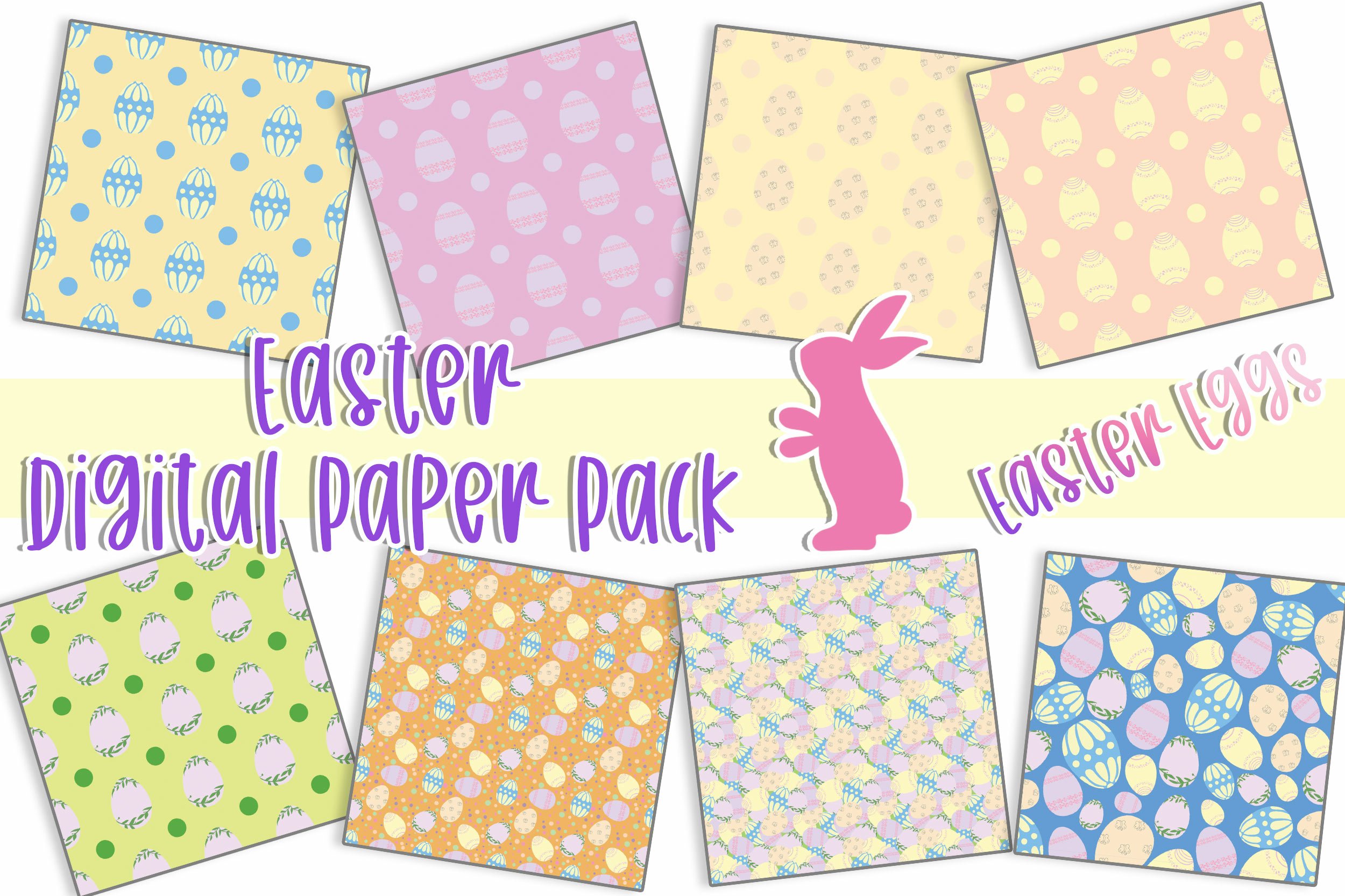 Pastel Easter Eggs Background Spring Seamless Patterns