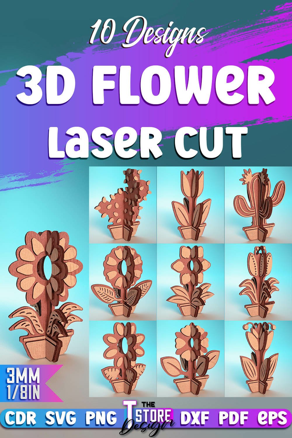 3D Flower Laser Cut SVG Bundle|Flower Gift Laser Cut | Mom