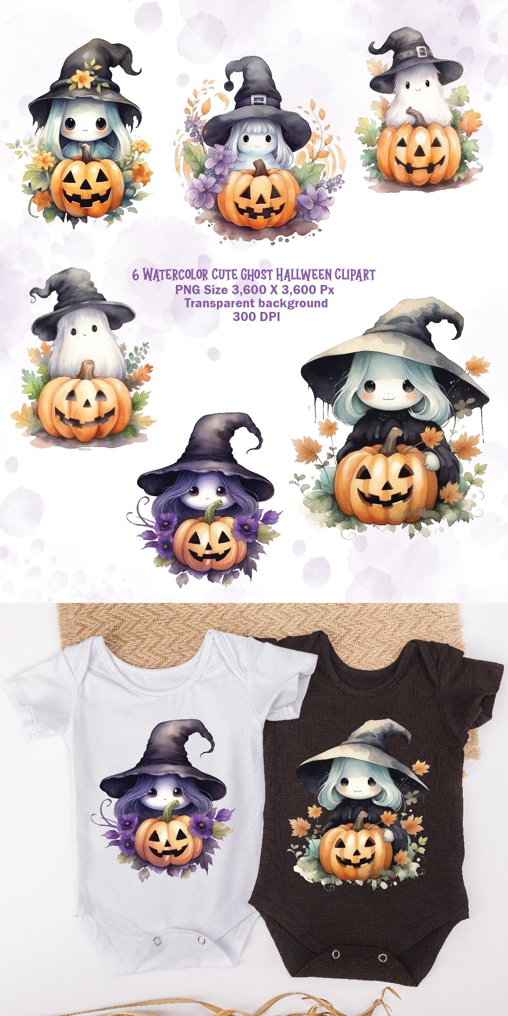 Cute Ghost Halloween Sublimation Clipart, (2636168)