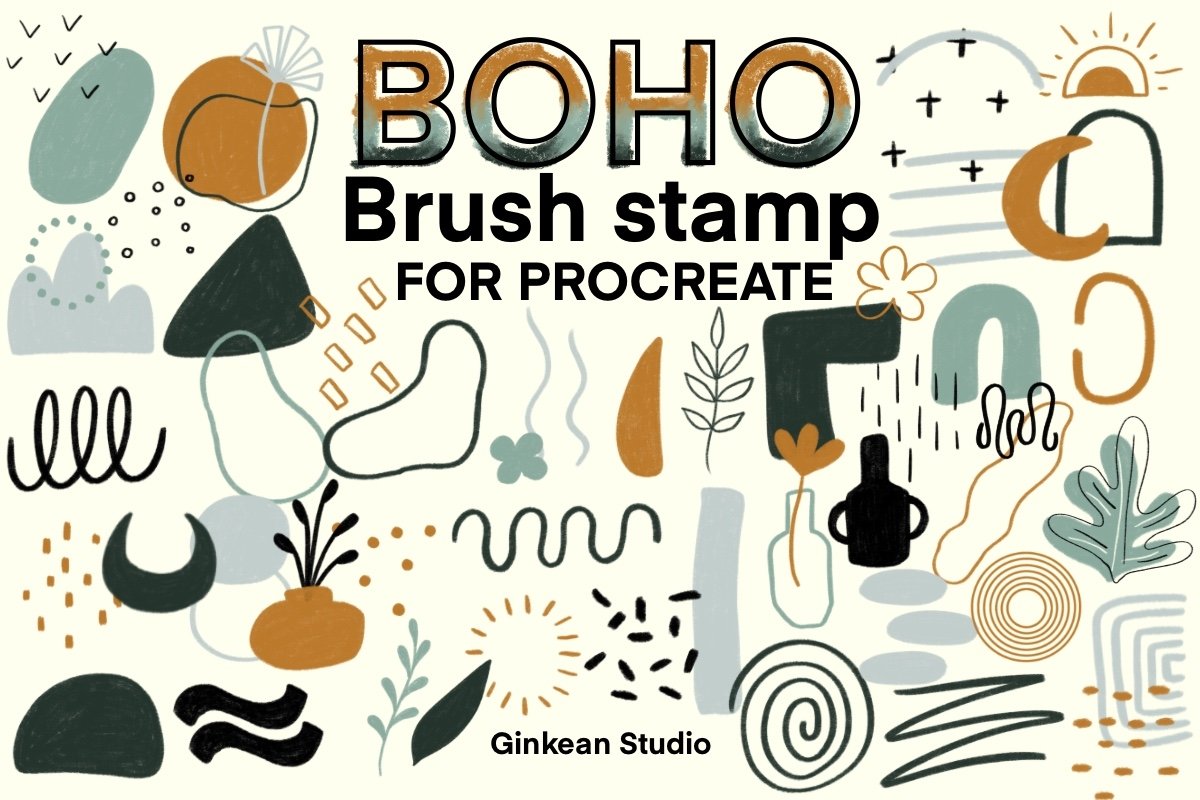 Abstract shape brush stamp for procreate, procreate brushes