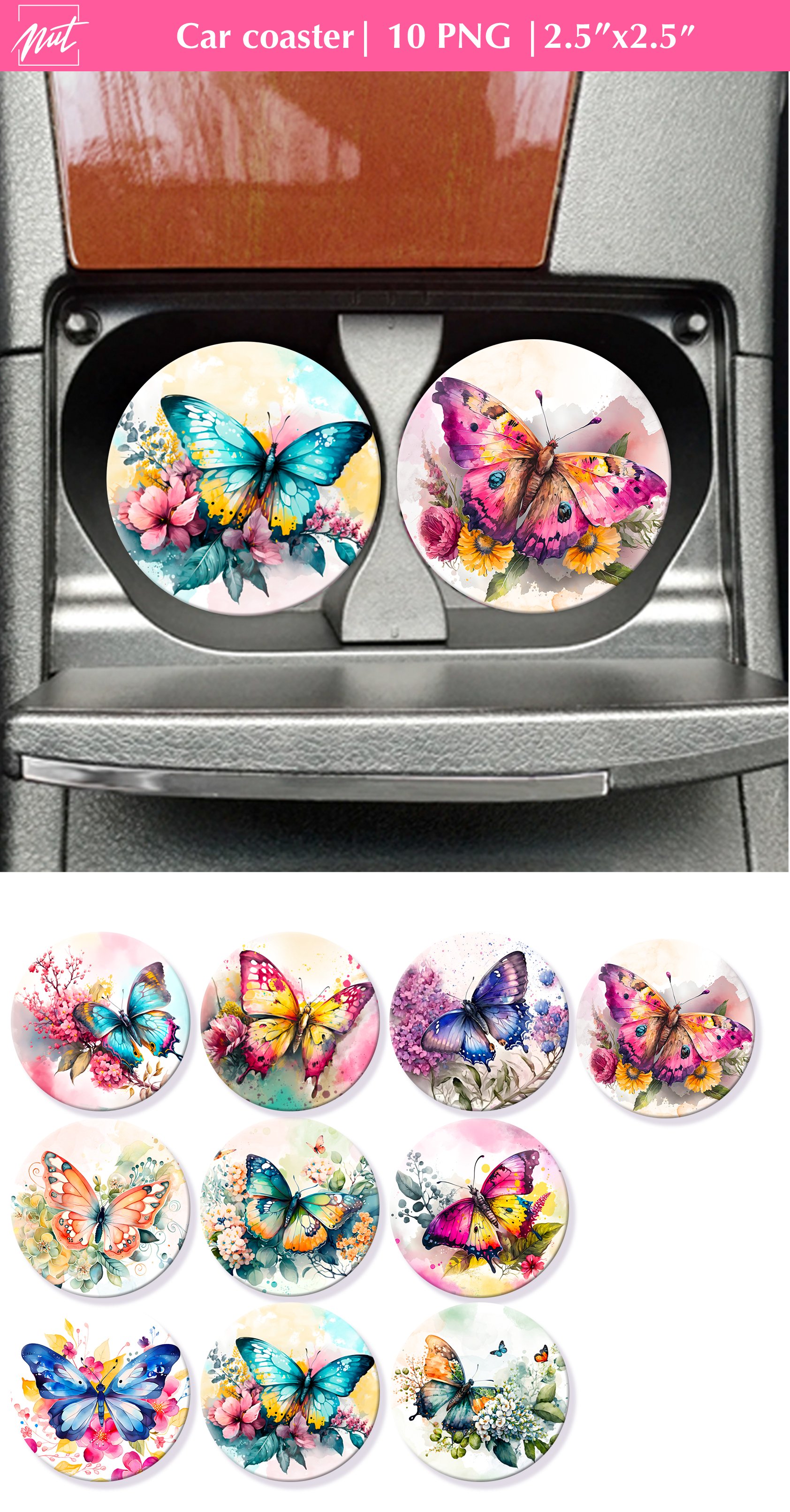 Car coaster sublimation design