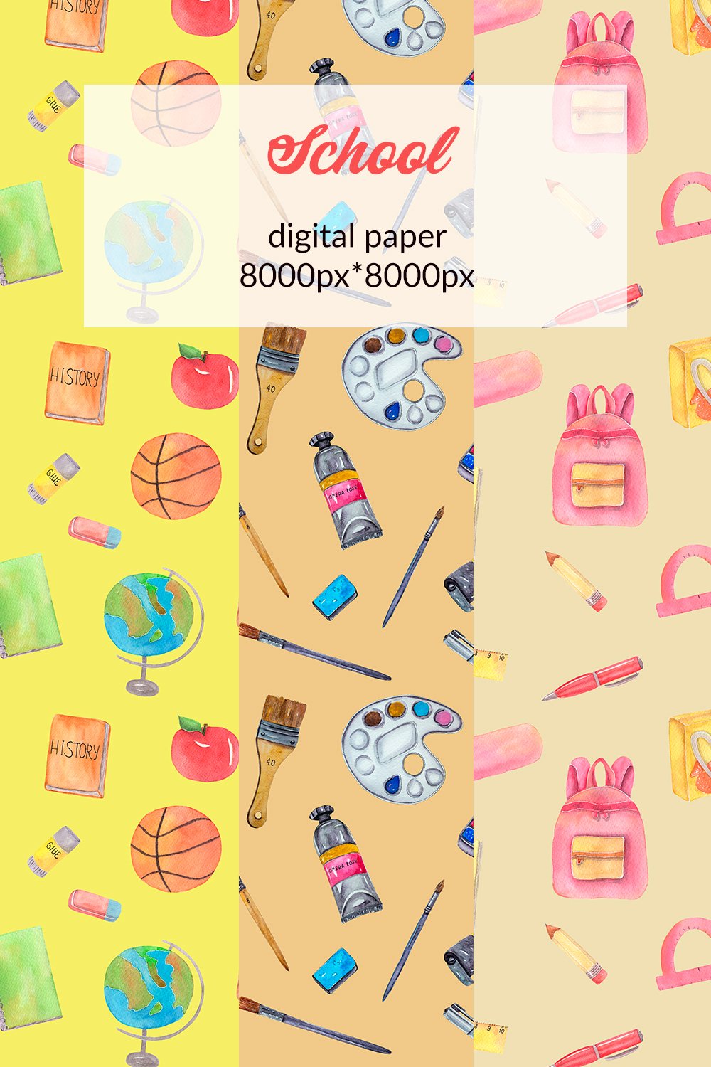 School watercolor digital paper Artist seamless (1491571)